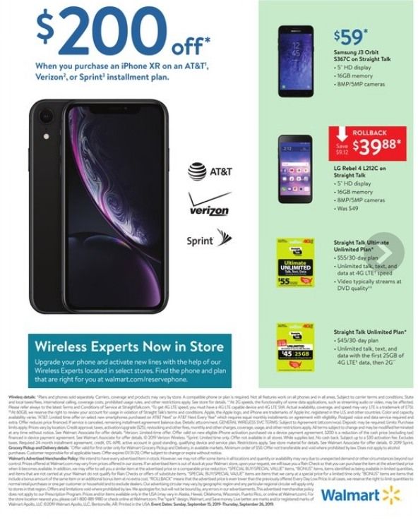 Walmart Weekly Ad Sep 15 – Sep 26, 2019