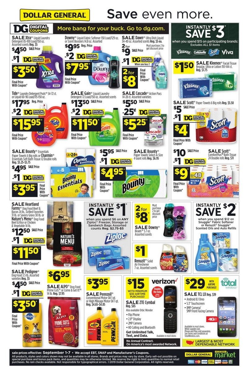 Dollar General Weekly Ad Sep 01 – Sep 07, 2019
