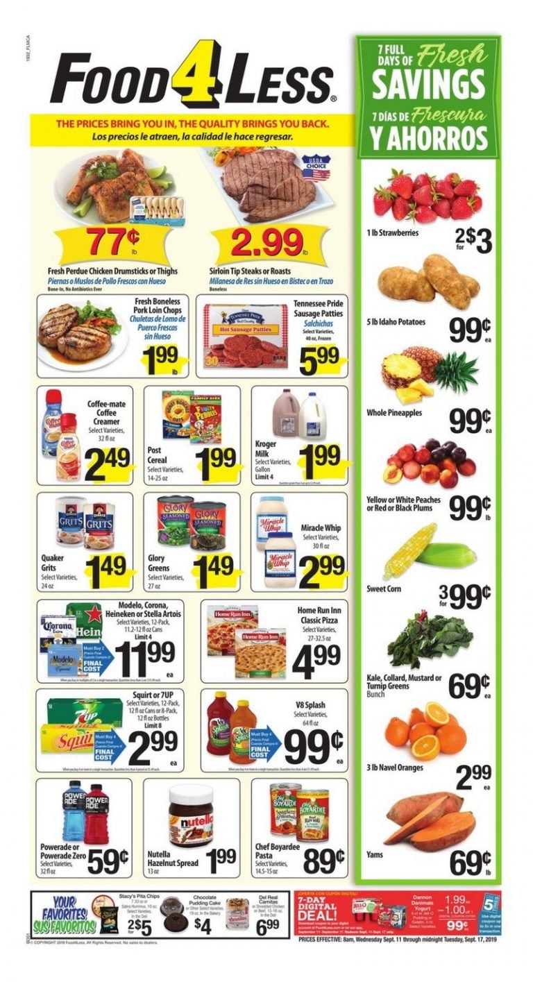 Food 4 Less Weekly Ad Sep 11 – Sep 17, 2019