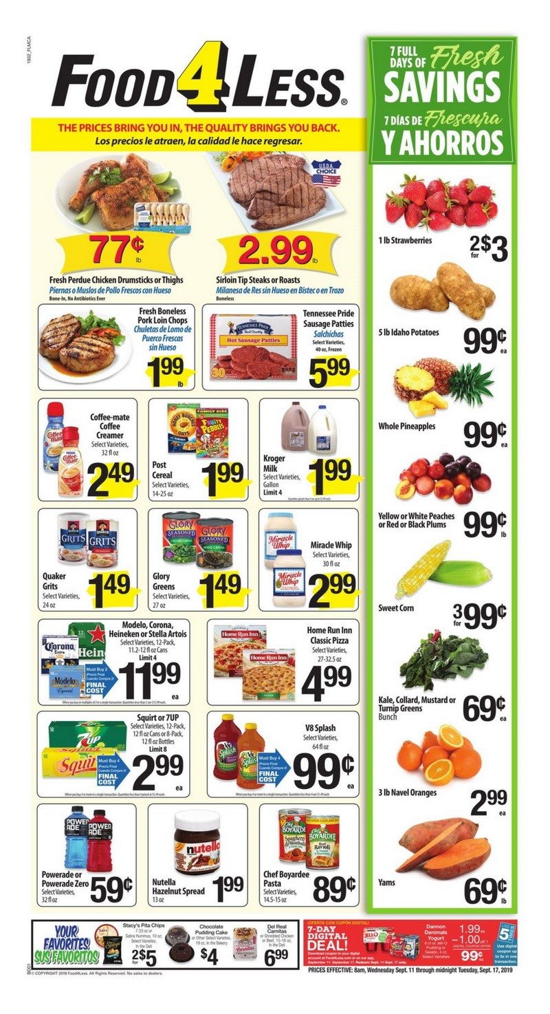 Food 4 Less Weekly Ad Sep 11 – Sep 17, 2019