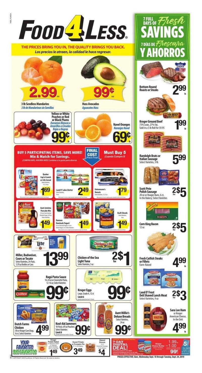 Food 4 Less Weekly Ad Sep 18 – Sep 24, 2019