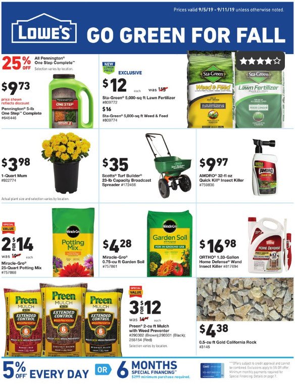 Lowe's Weekly Ad Sep 05 – Sep 11, 2019