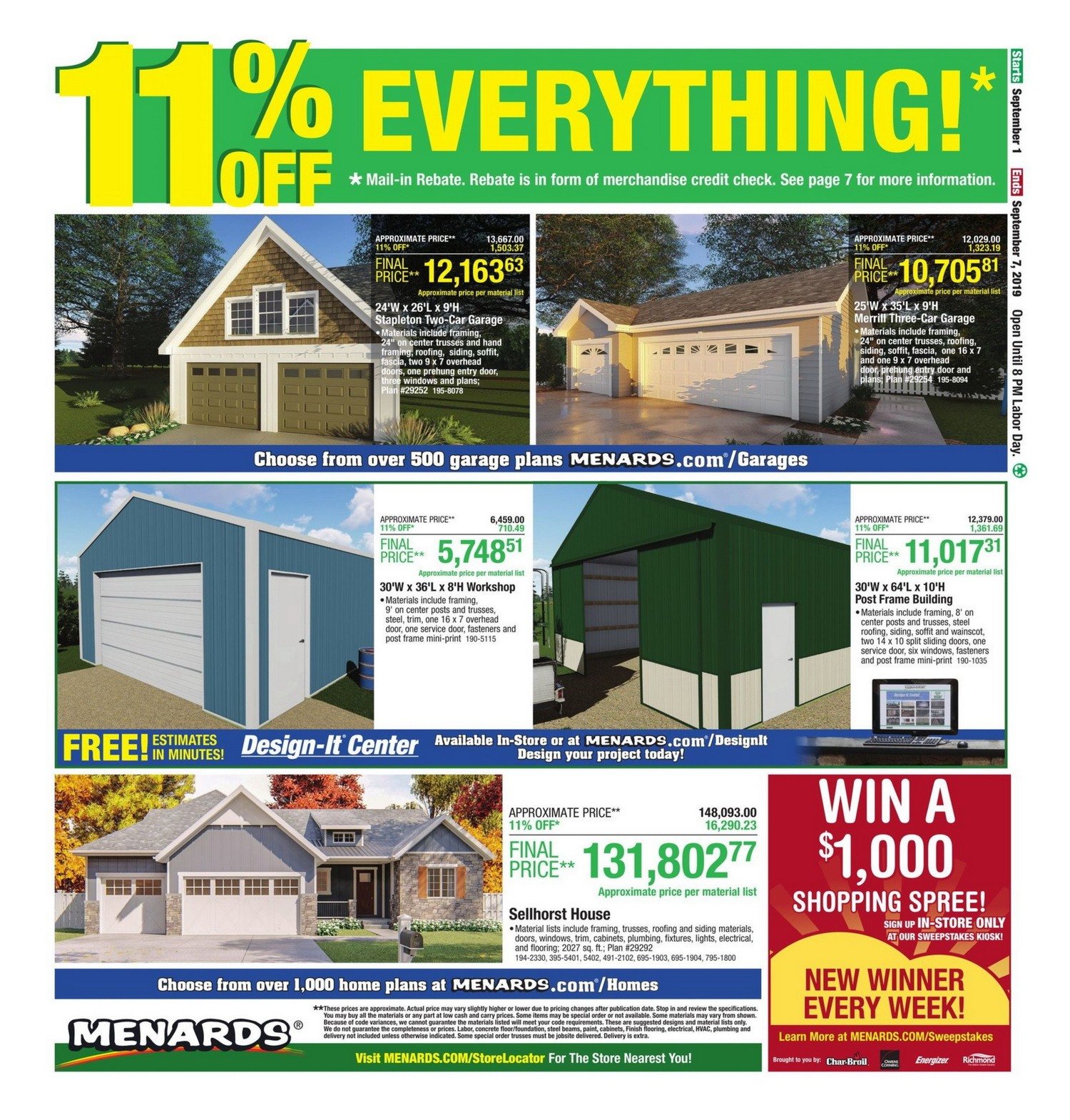 Menards Weekly Ad Sep 1 – Sep 7, 2019