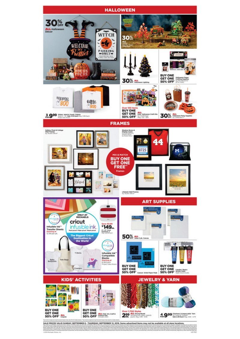 Michaels Weekly Ad Sep 08 – Sep 14, 2019