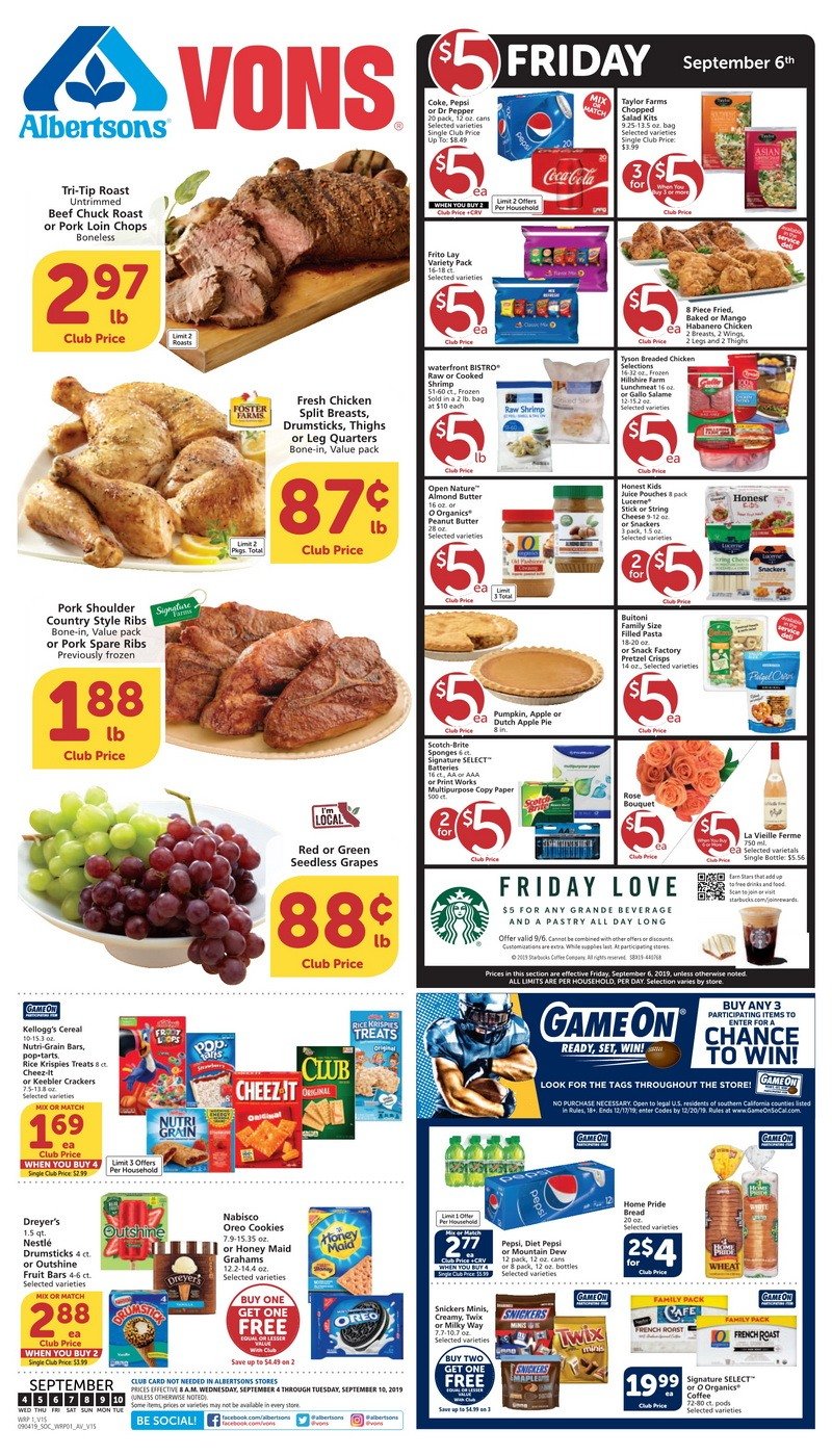 Vons Weekly Ad Sep 04 – Sep 10, 2019