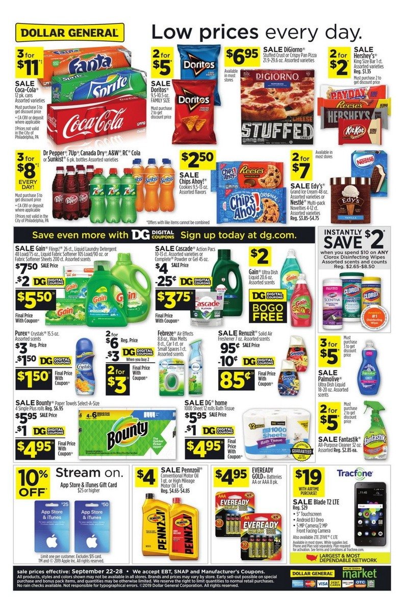 Dollar General Weekly Ad Sep 22 – Sep 28, 2019