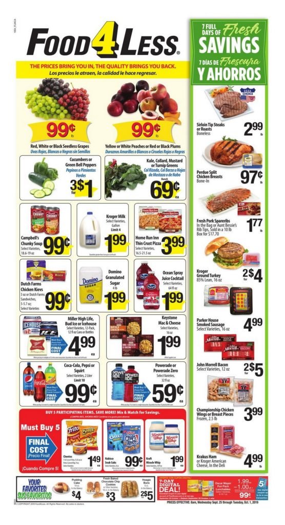 Food 4 Less Weekly Ad Sep 25 – Oct 1, 2019