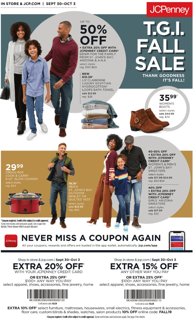 JCPenney Weekly Ad Sep 30 – Oct 3, 2019