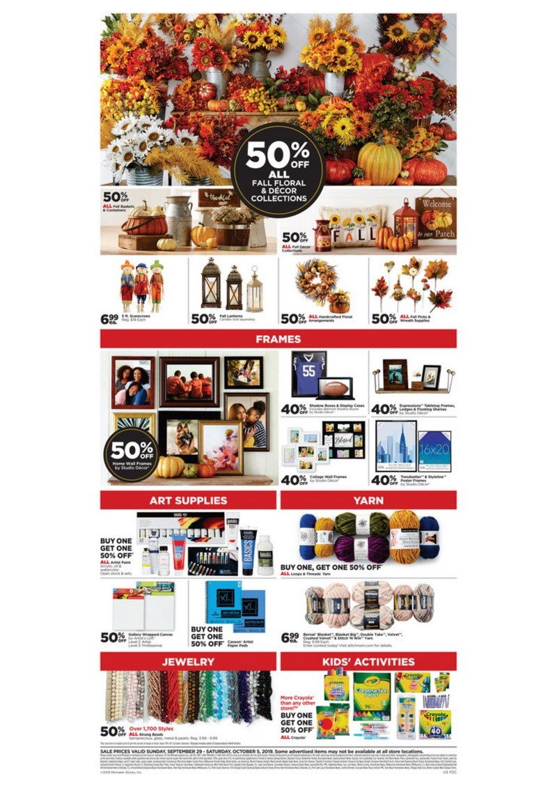 Michaels Weekly Ad Sep 29 – Oct 05, 2019
