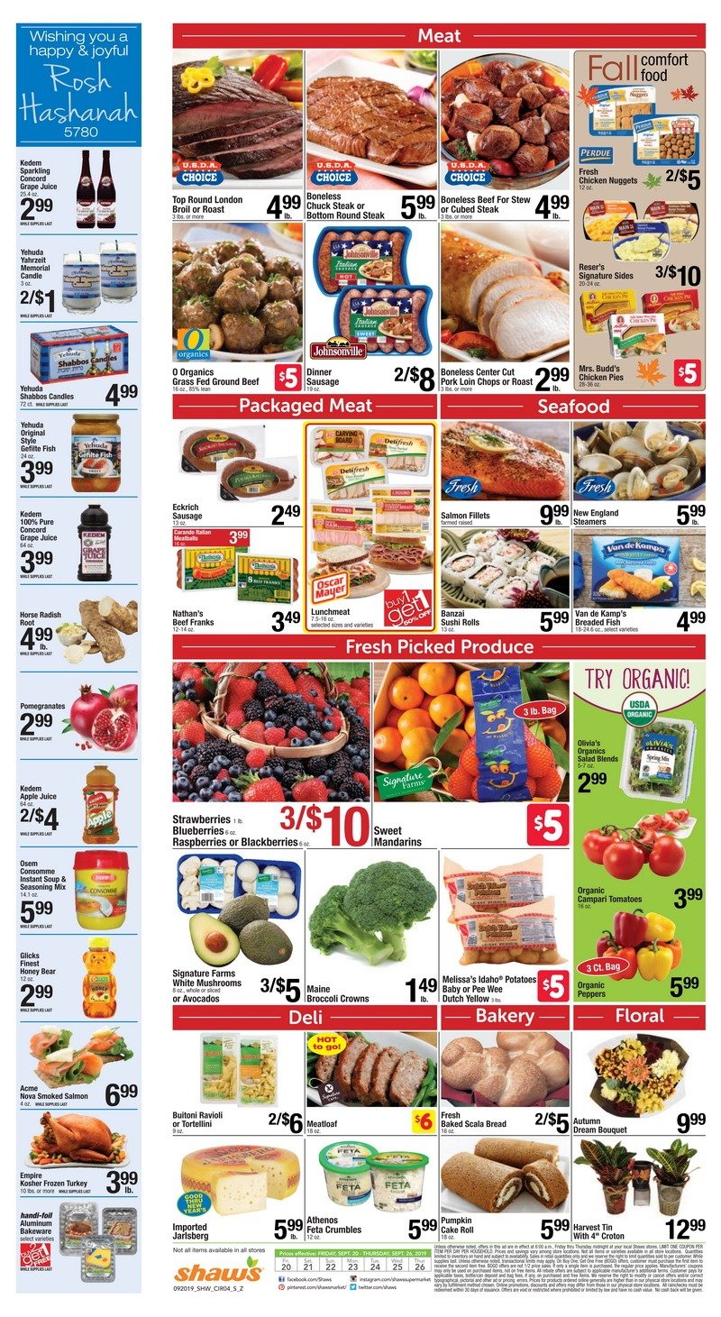 Shaw's Weekly Ad Sep 20 – Sep 26, 2019
