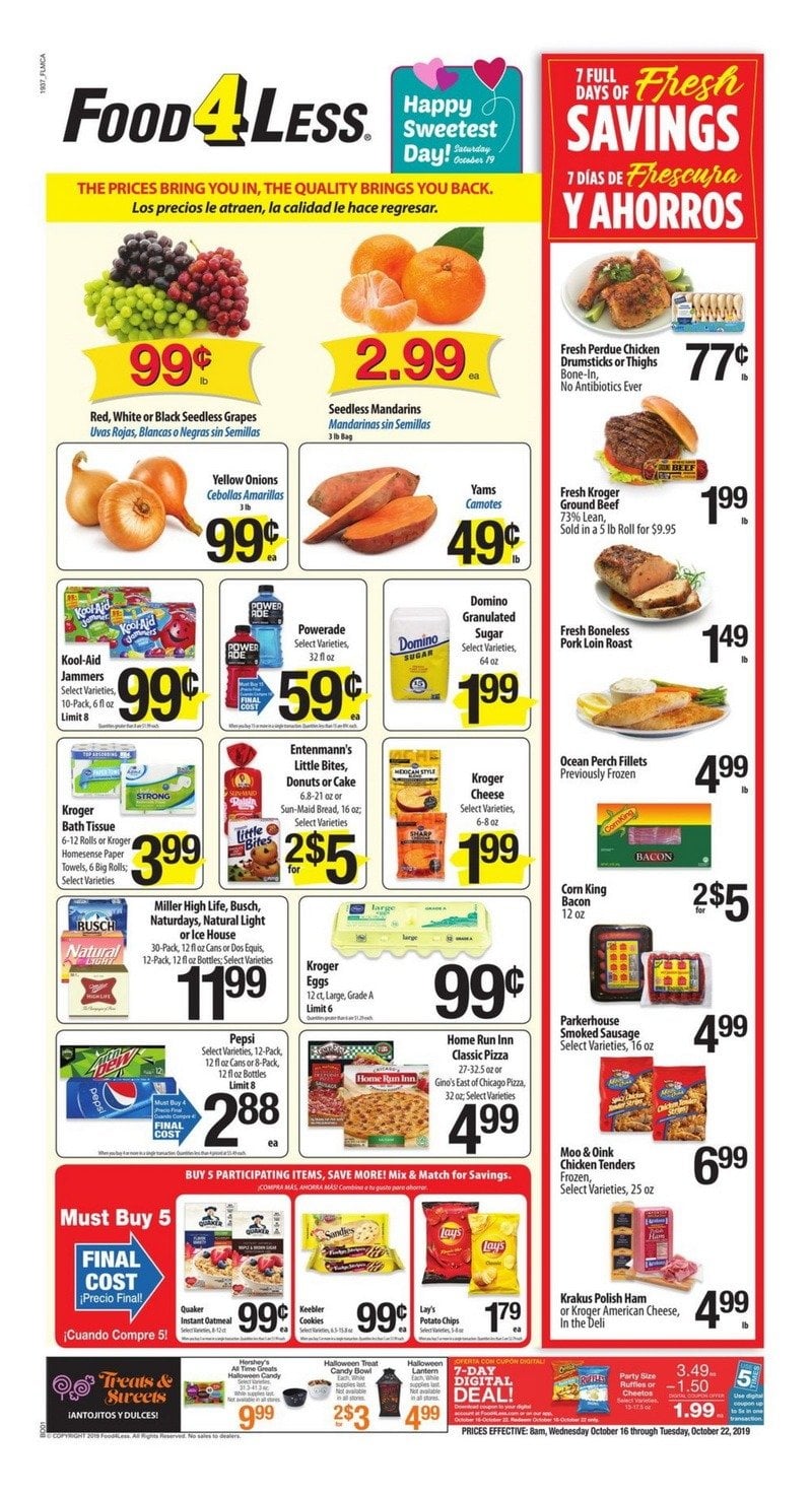 Food 4 Less Weekly Ad Oct 16 – Oct 22, 2019