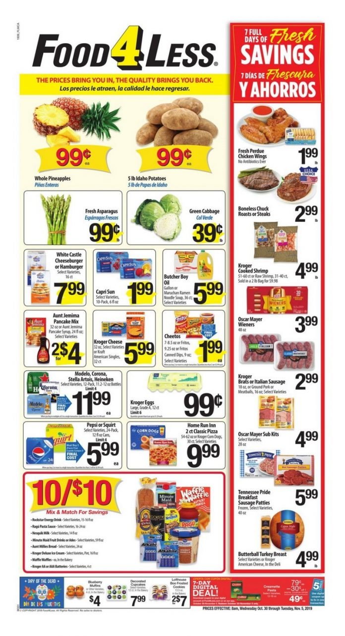Food 4 Less Weekly Ad Oct 30 – Nov 05, 2019