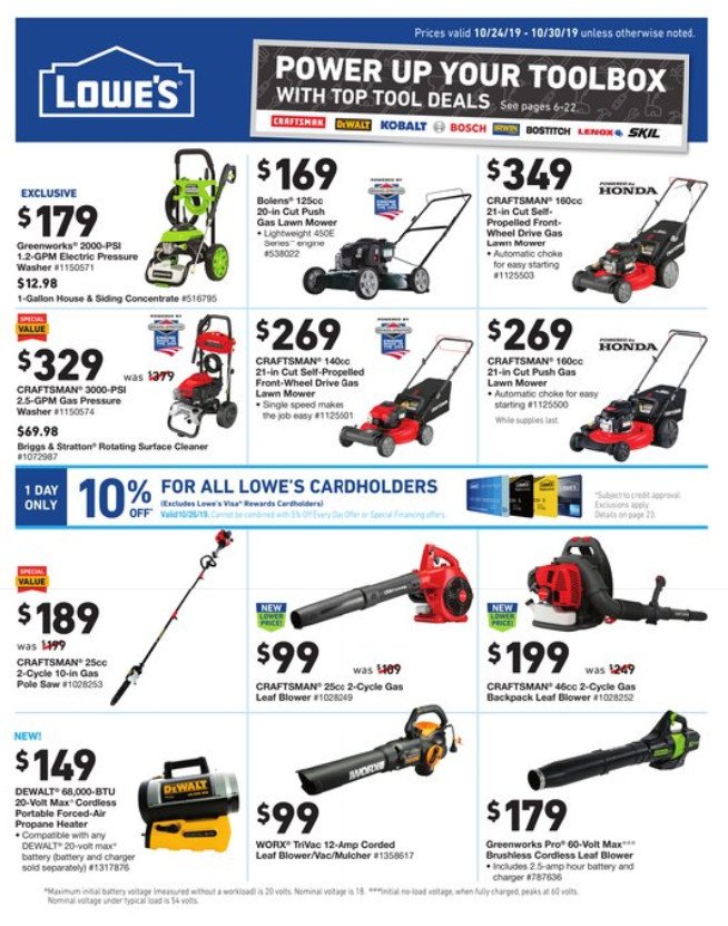 Lowe's Weekly Ad Oct 24 – Oct 30, 2019