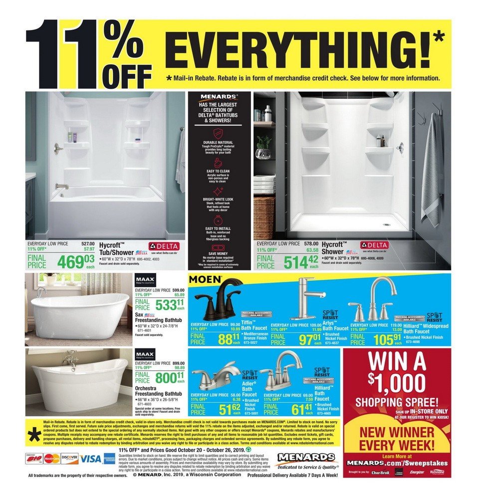 Menards Weekly Ad Oct 20 – Oct 26, 2019