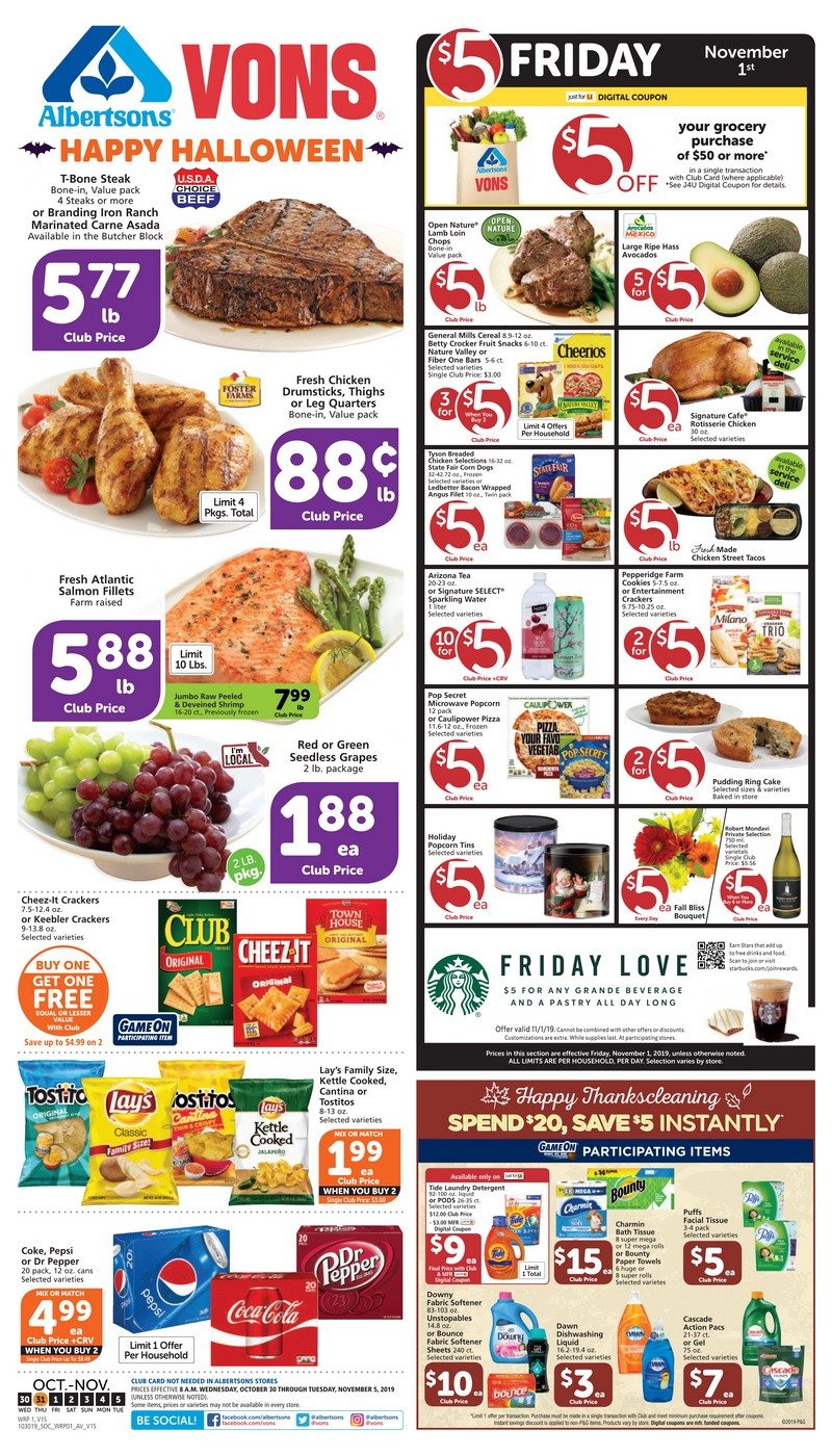 Vons Weekly Ad Oct 30 – Nov 05, 2019
