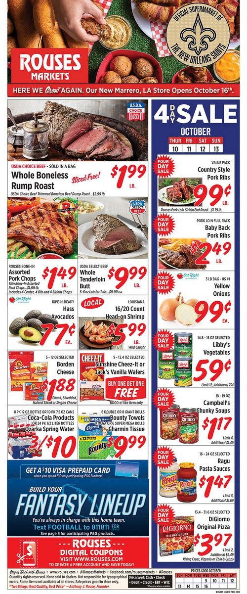 Rouses Weekly Ad Oct 9 – Oct 16, 2019