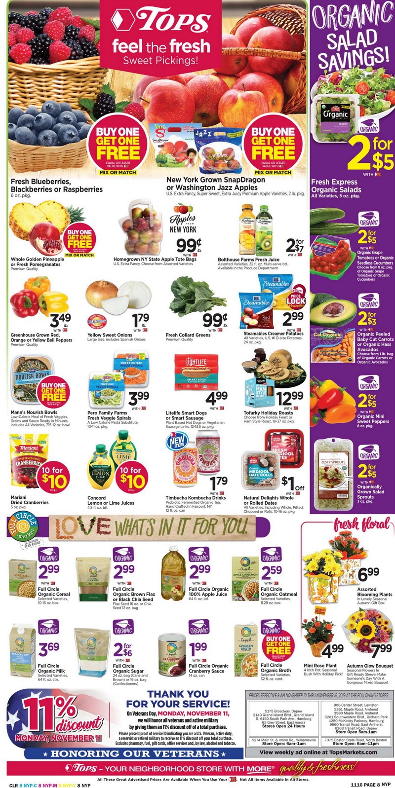 Tops Weekly Circular Nov 10 – Nov 16, 2019