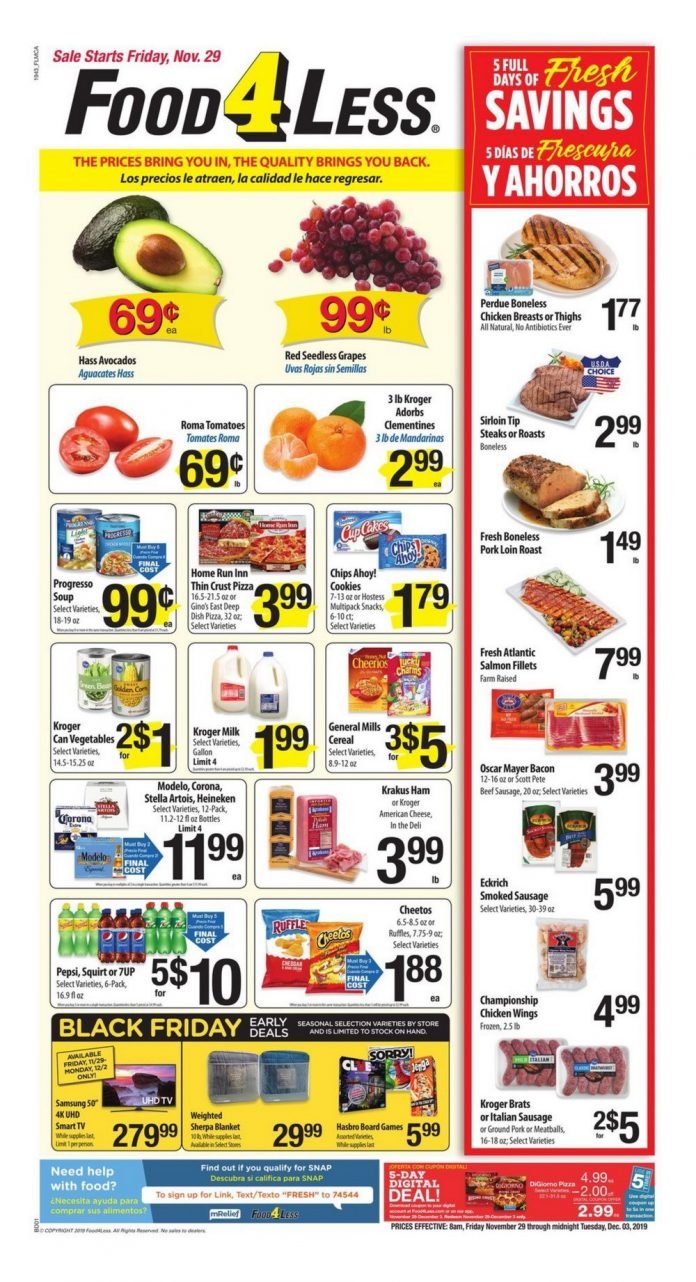 Food 4 Less Weekly Ad Nov 29 – Dec 03, 2019