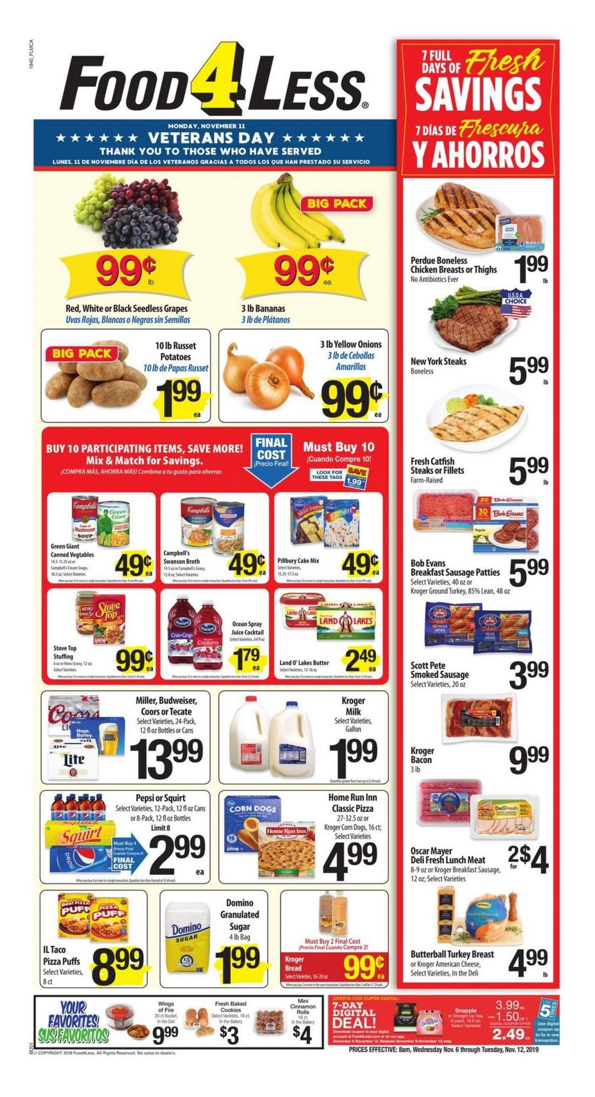 Food 4 Less Weekly Ad Nov 6 – Nov 12, 2019