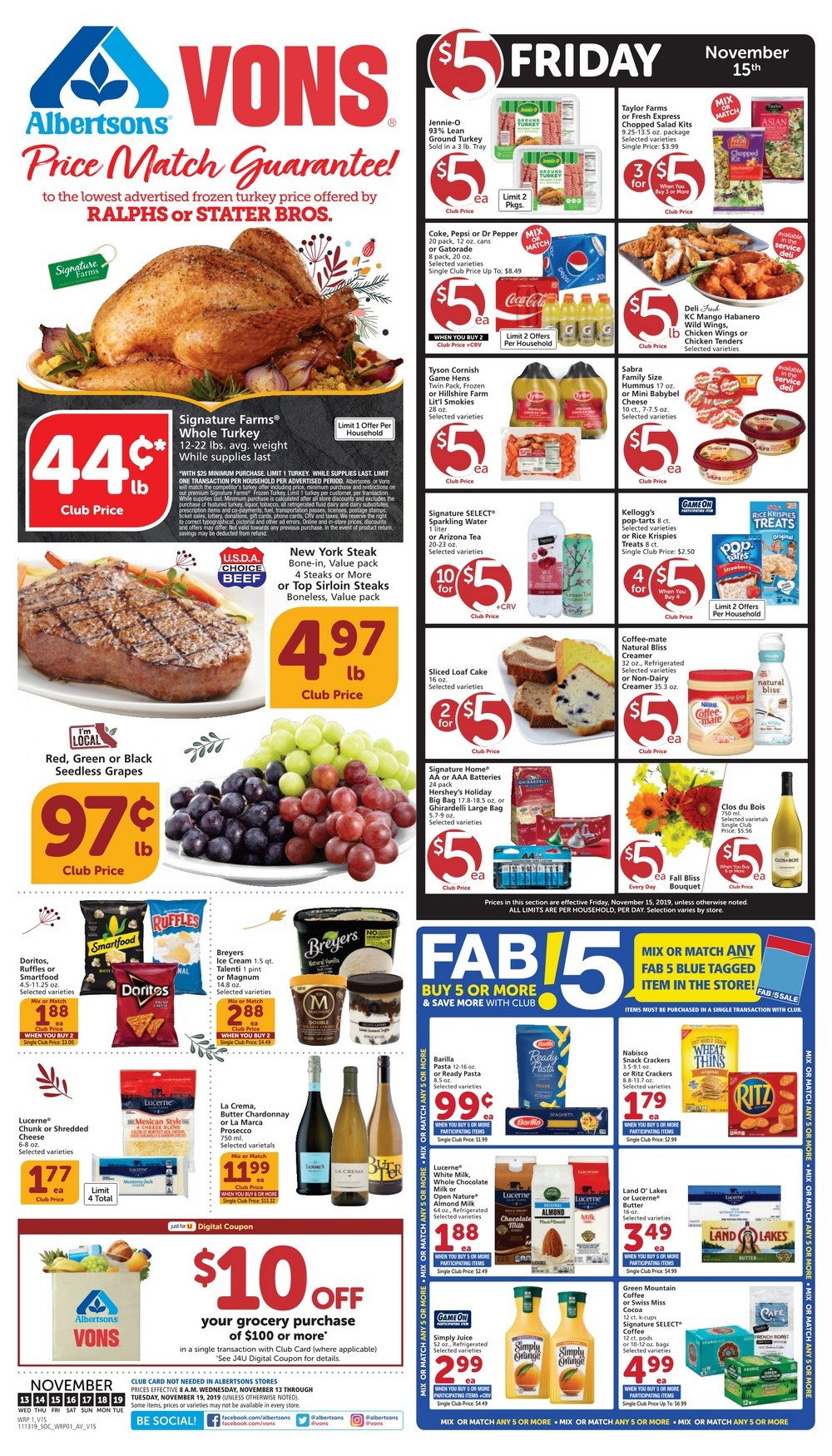 Vons Weekly Ad Nov 13 – Nov 19, 2019