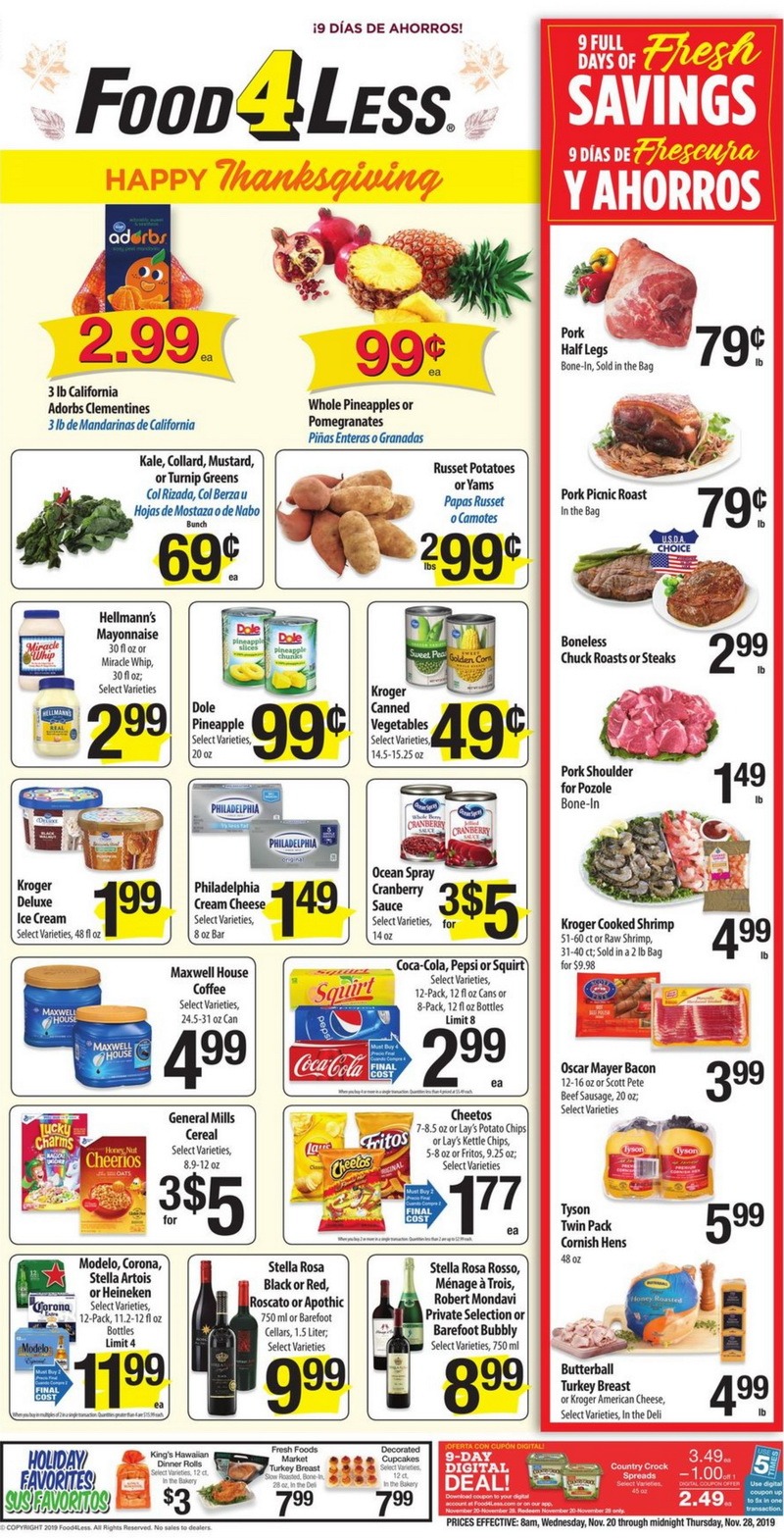 Food 4 Less Weekly Ad Nov20 – Nov 28, 2019