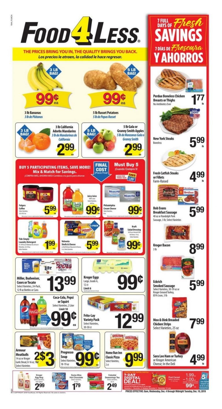 Food 4 Less Weekly Ad Dec 04 – Dec 10, 2019