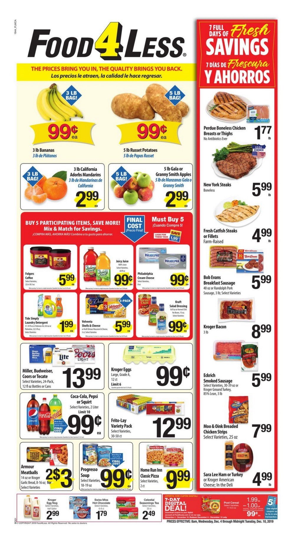 Food 4 Less Weekly Ad Dec 04 – Dec 10, 2019