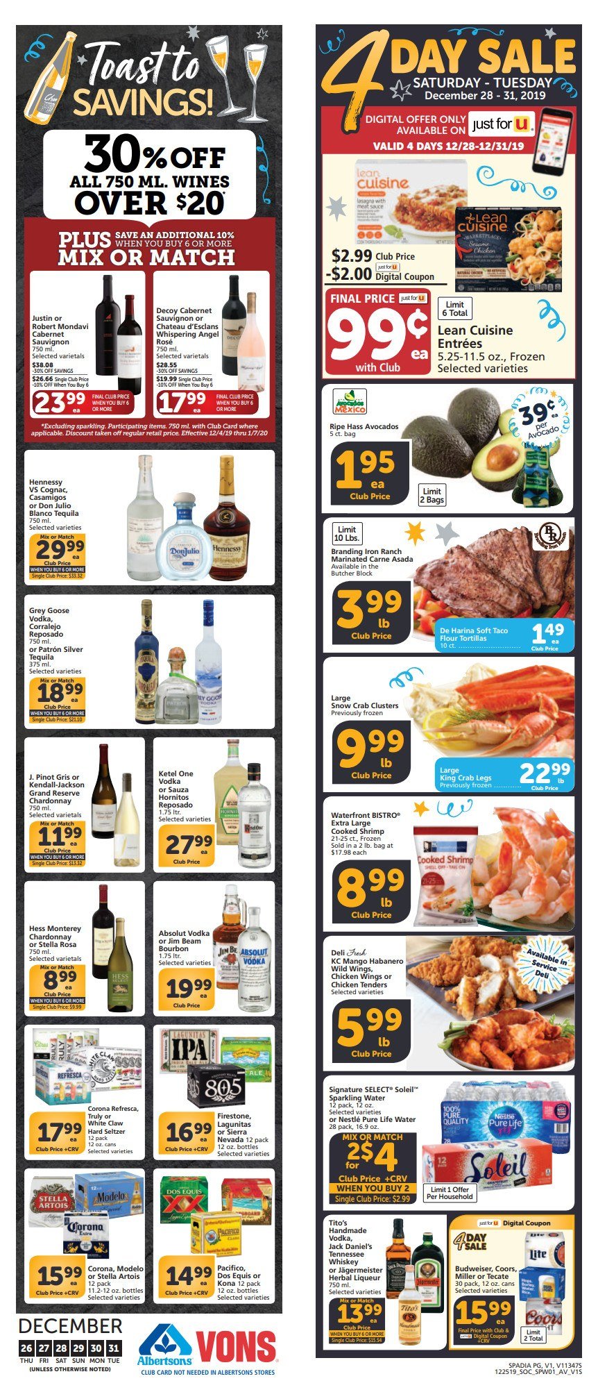Vons Weekly Ad Dec 26 – Dec 31, 2019