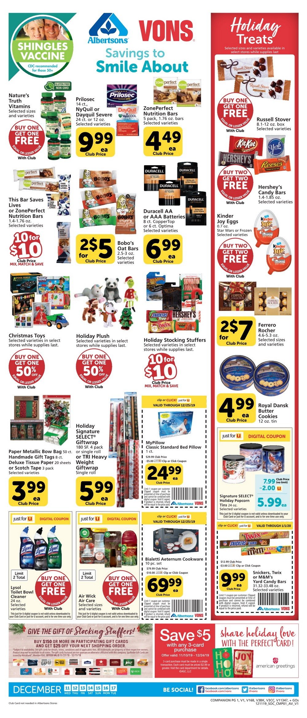 Vons Weekly Ad Dec 11 – Dec 17, 2019