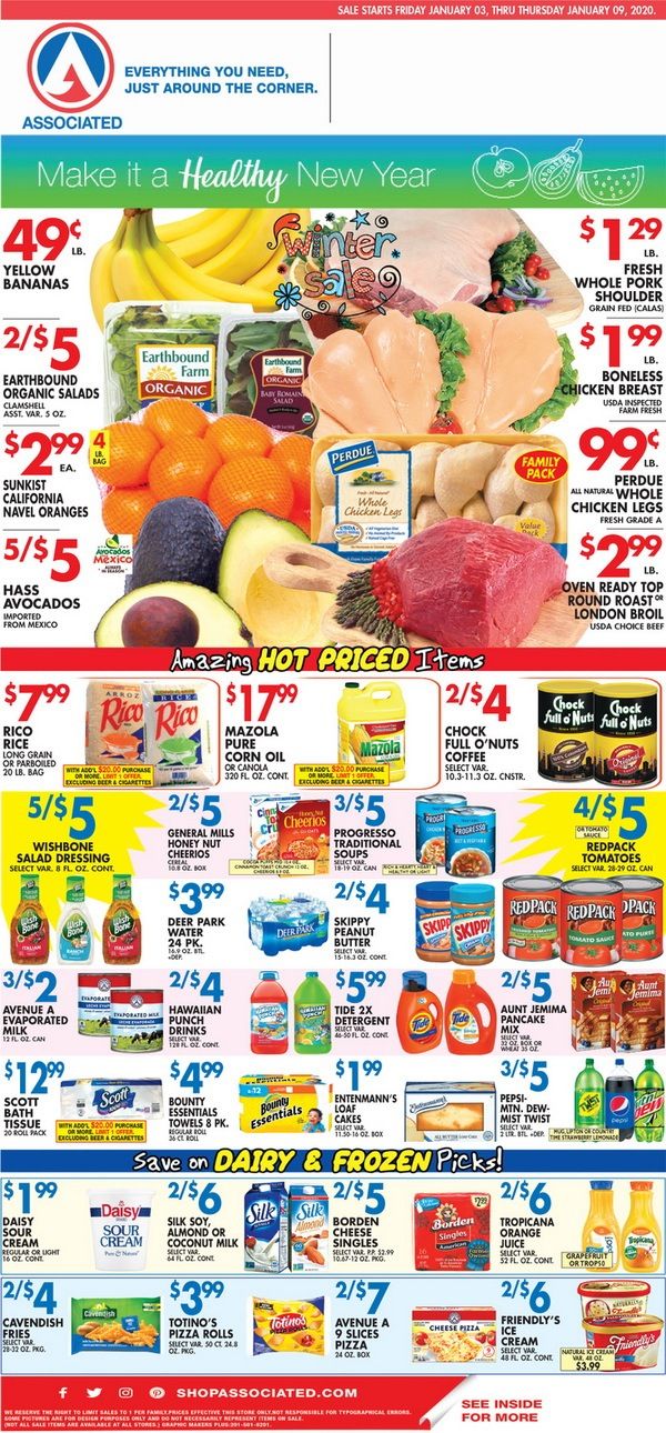 Associated Supermarkets Weekly Specials Jan 3 – Jan 9, 2020