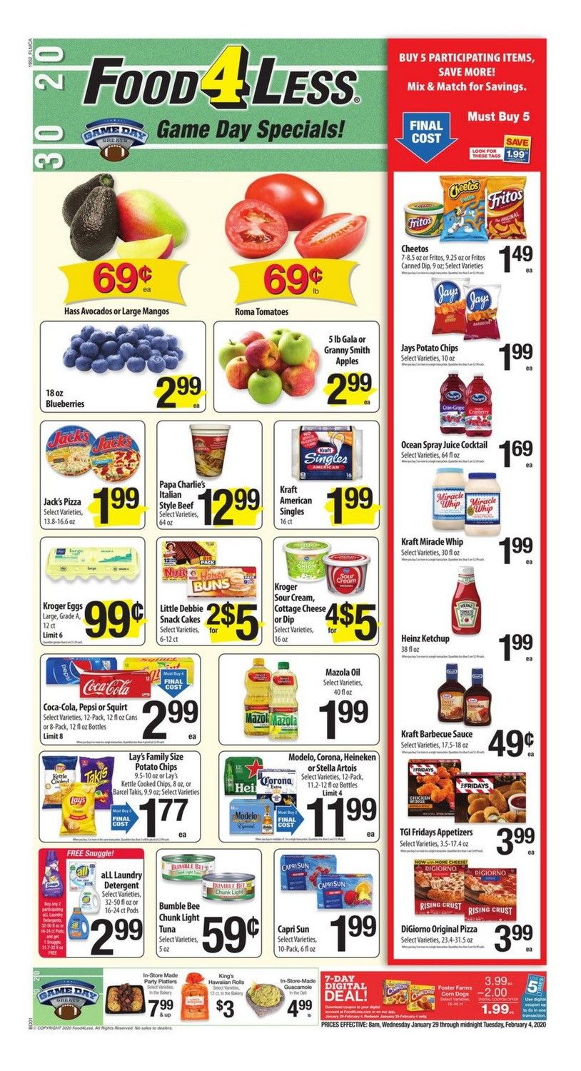 Food 4 Less Weekly Ad Jan 29 – Feb 04, 2020