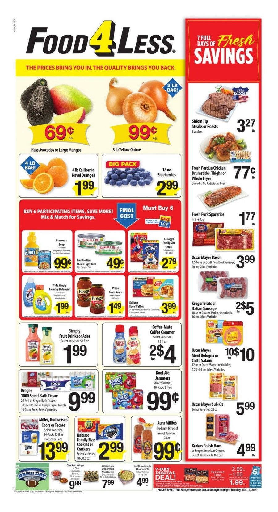Food 4 Less Weekly Ad Jan 08 – Jan 14, 2020