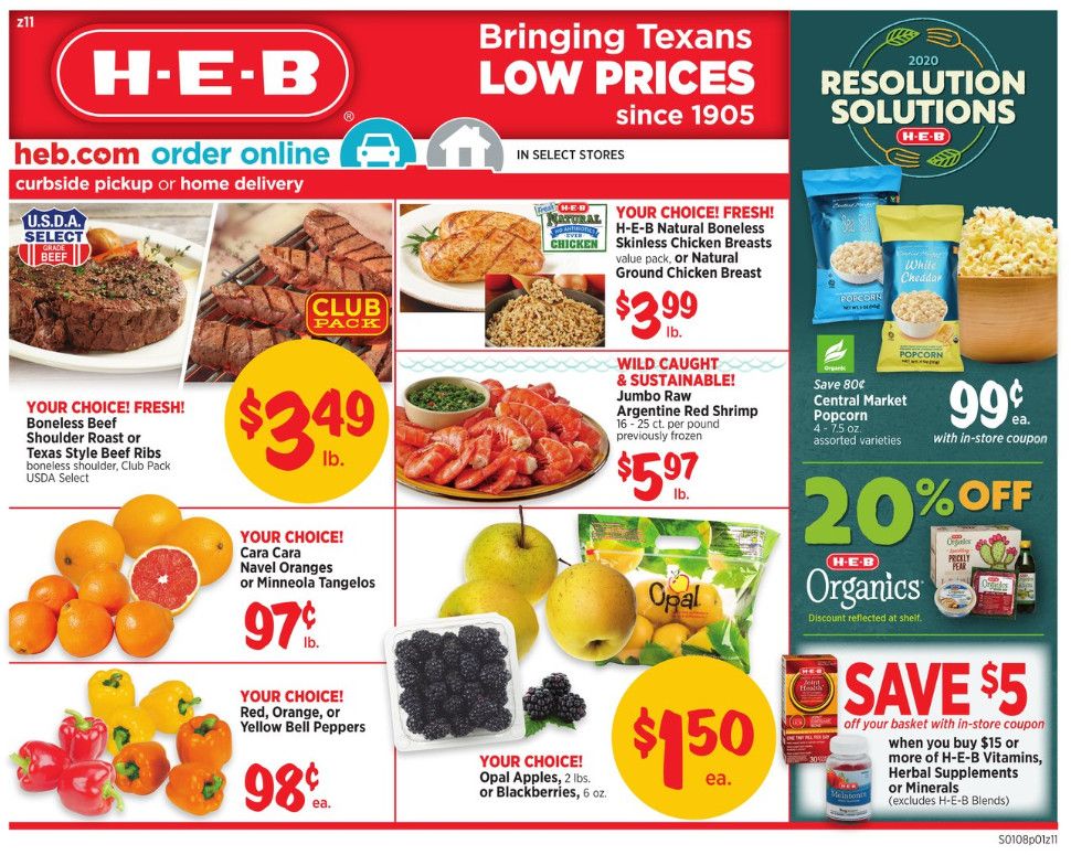 HEB Weekly Ad Jan 08 – Jan 14, 2020