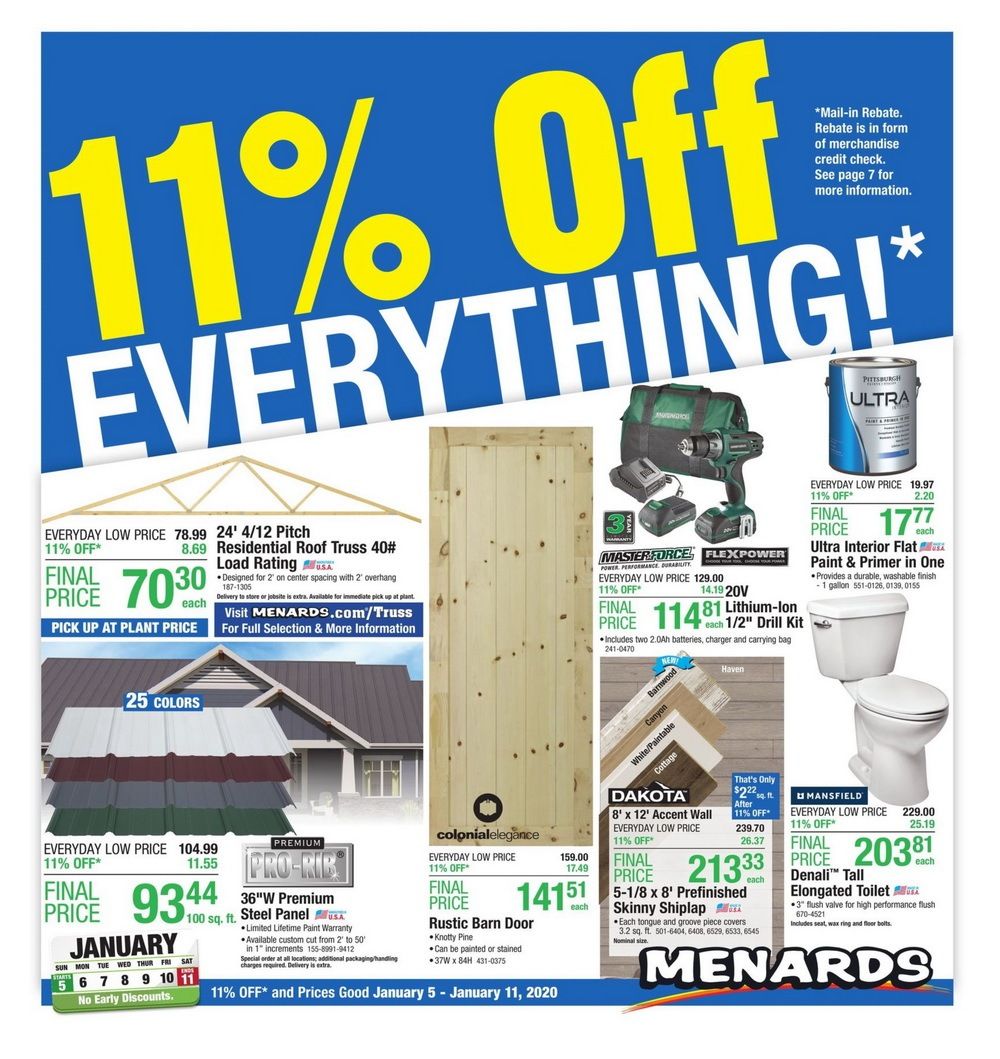 Menards Weekly Ad Jan 05 – Jan 11, 2020