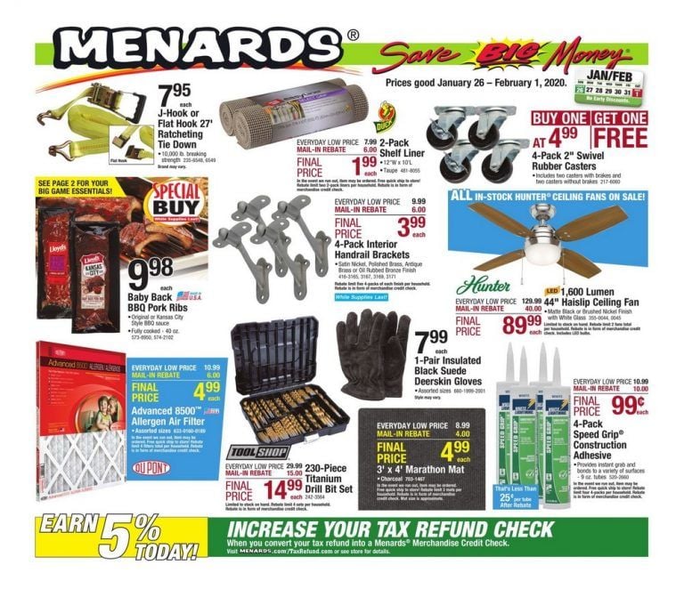 Menards Weekly Ad Jan 26 – Feb 1, 2020