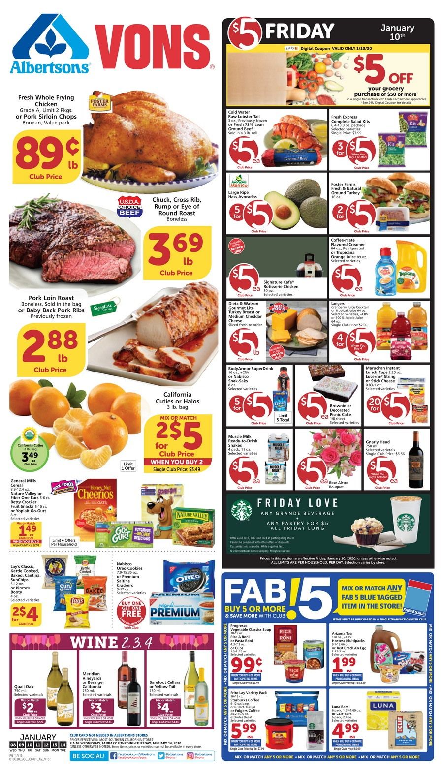 Vons Weekly Ad Jan 08 – Jan 14, 2020