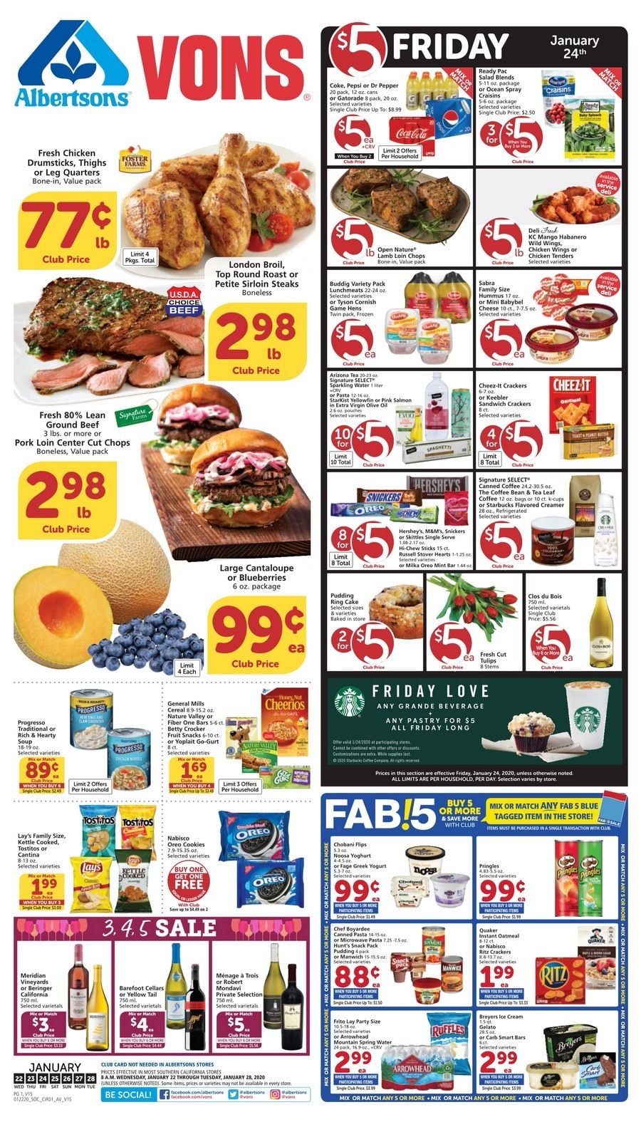 Vons Weekly Ad Jan 22 – Jan 28, 2020