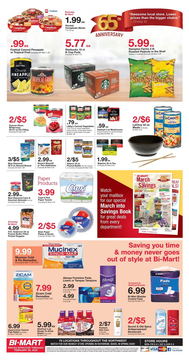 Bi-Mart Weekly Ad Feb 19 – Feb 26, 2020