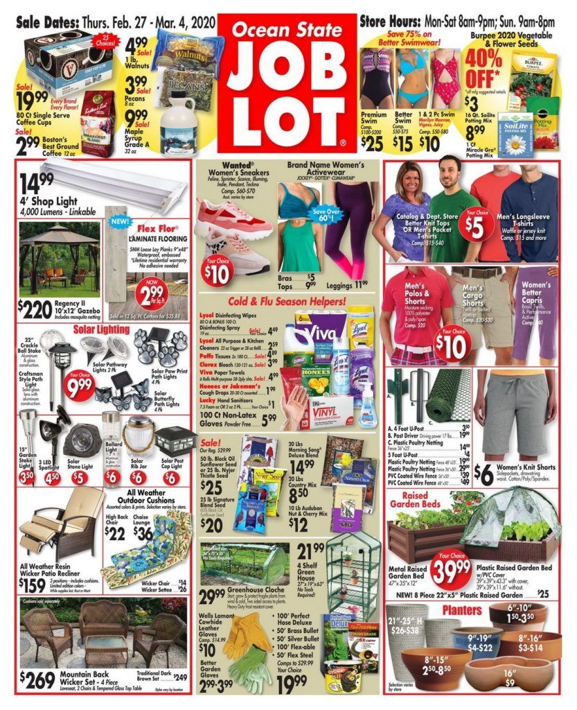 Ocean State Job Lot Weekly Ad Feb 27 – Mar 04, 2020