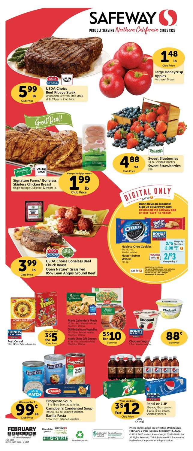 Safeway Weekly Ad Feb 05 – Feb 11, 2020