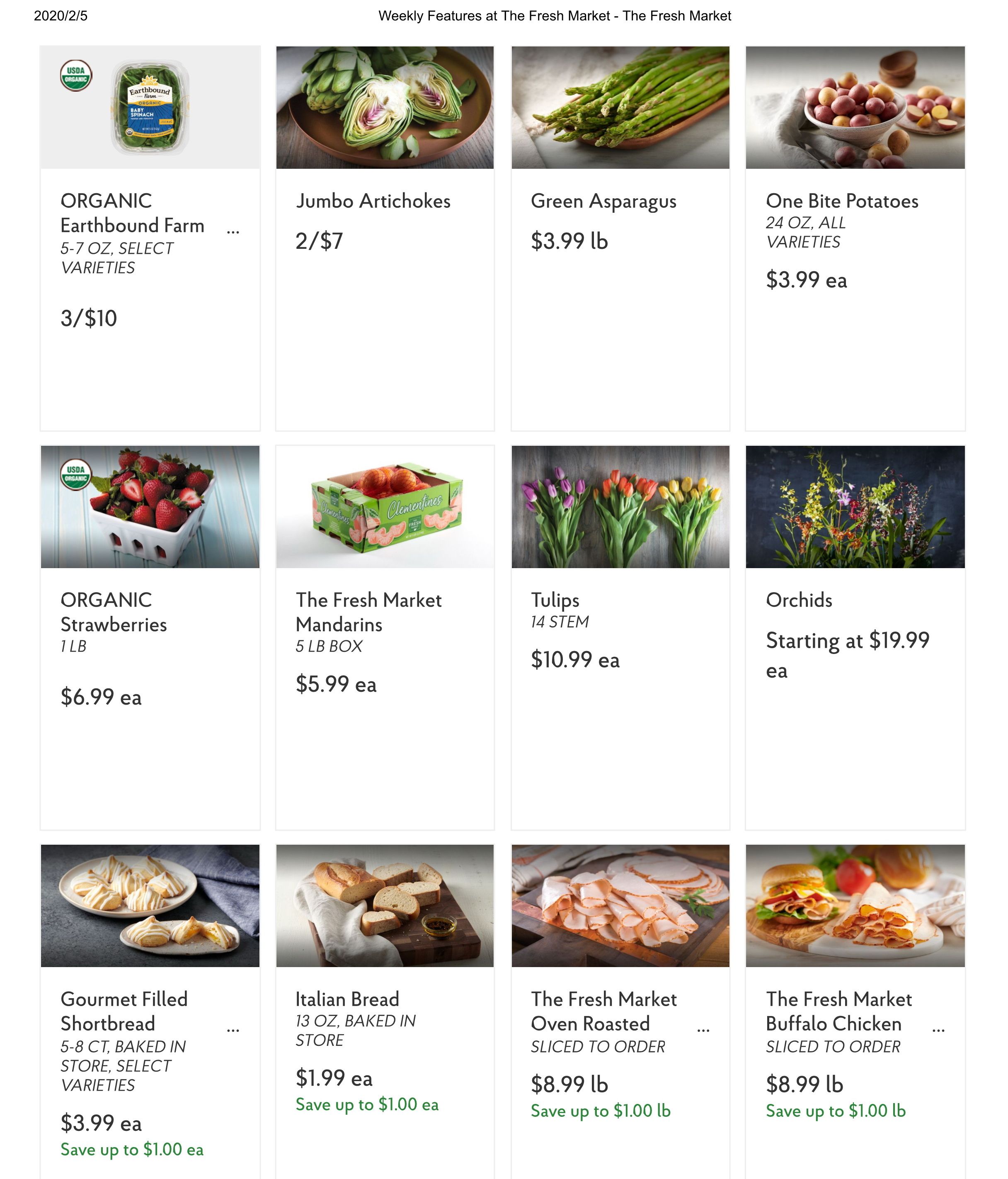 The Fresh Market Weekly Specials Feb 05 – Feb 11, 2020