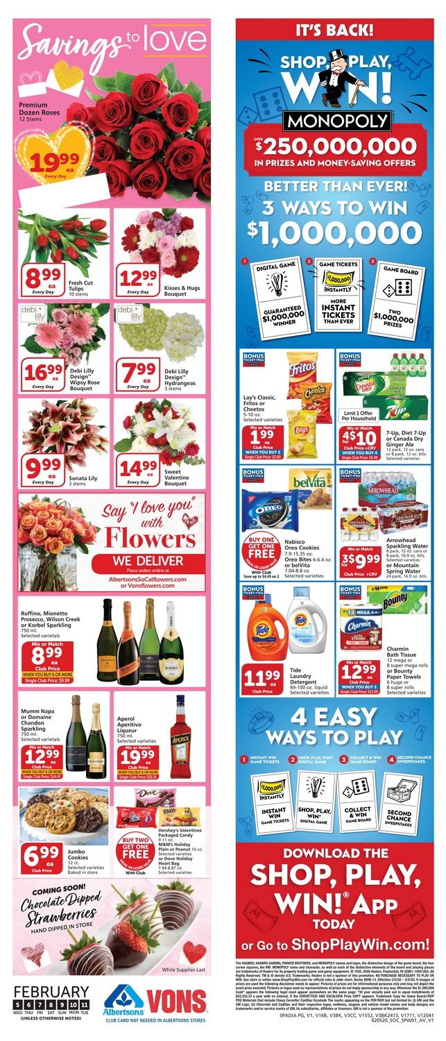 Vons Weekly Ad Feb 05 – Feb 11, 2020