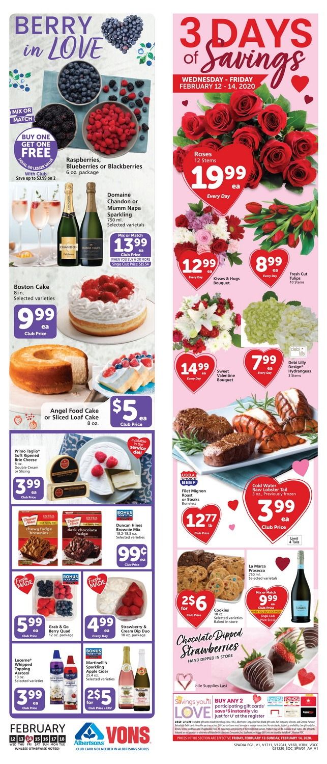 Vons Weekly Ad Feb 12 – Feb 18, 2020