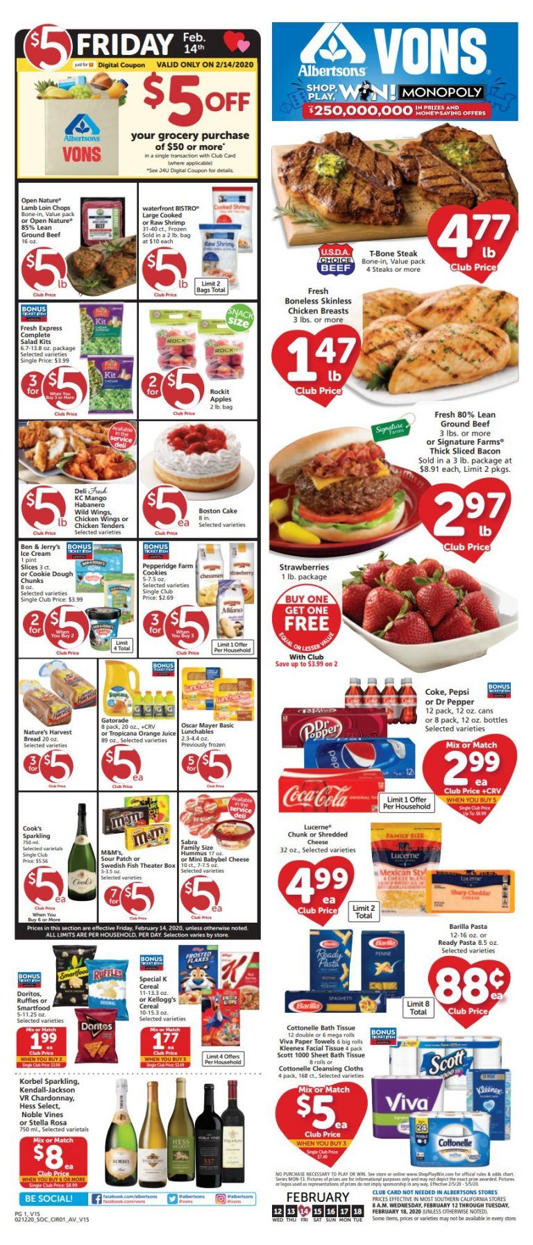 Vons Weekly Ad Feb 12 – Feb 18, 2020