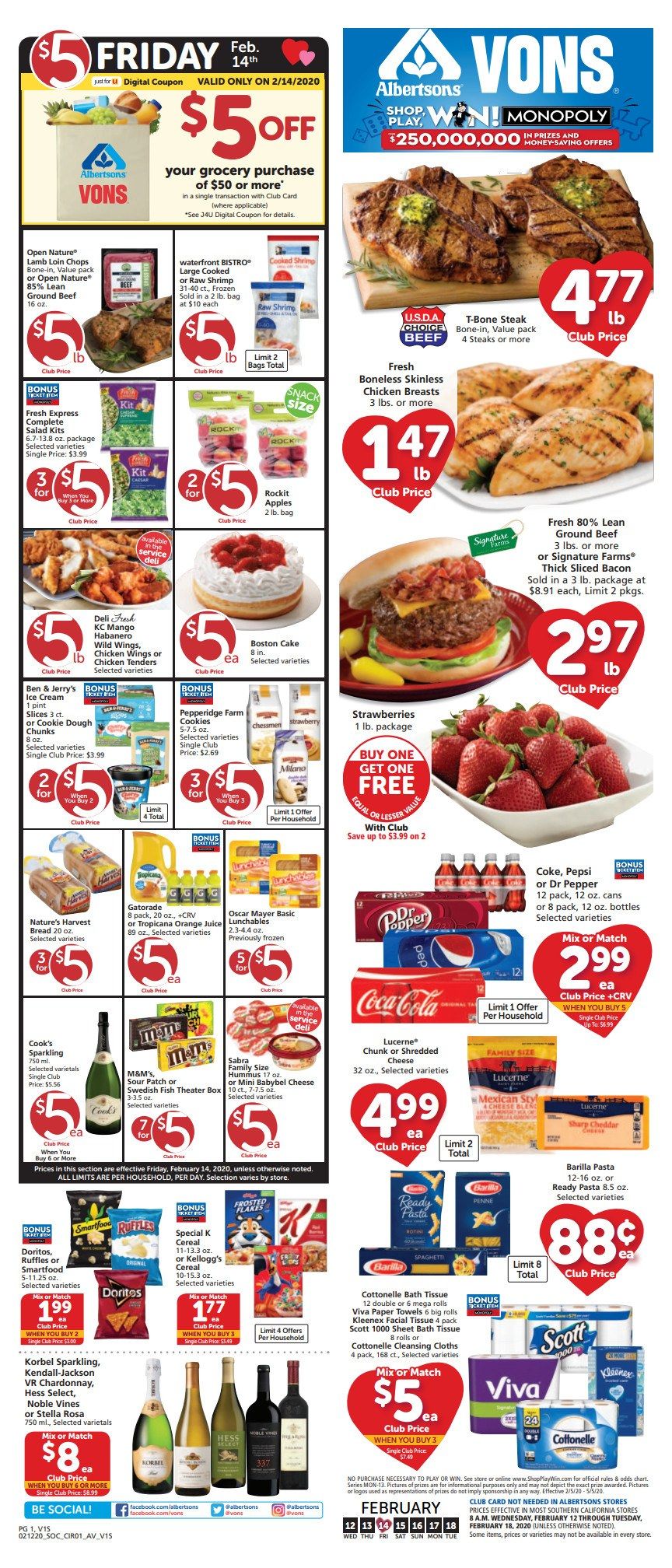 Vons Weekly Ad Feb 12 – Feb 18, 2020