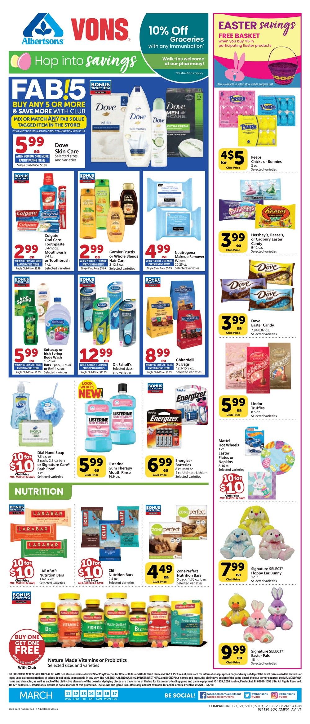 Vons Weekly Ad Mar 11 – Mar 17, 2020