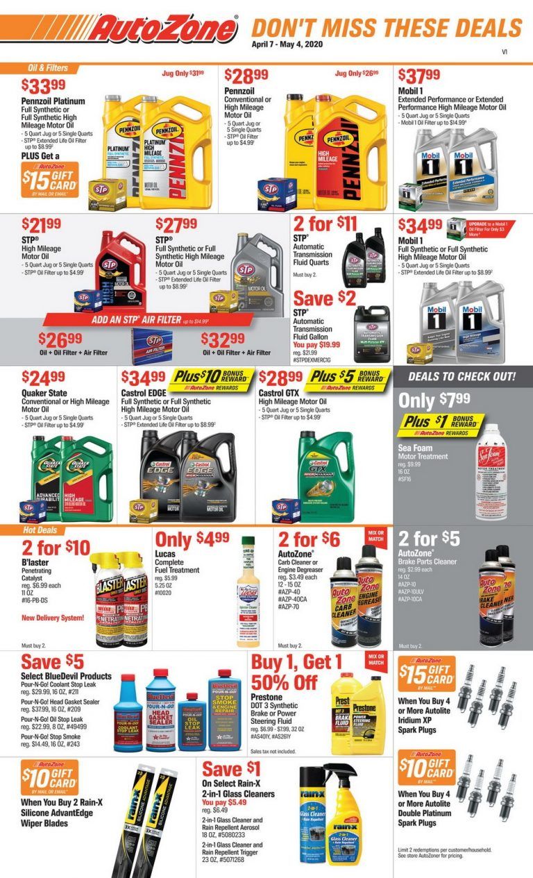 AutoZone Monthly Circular Apr 07 – May 04, 2020