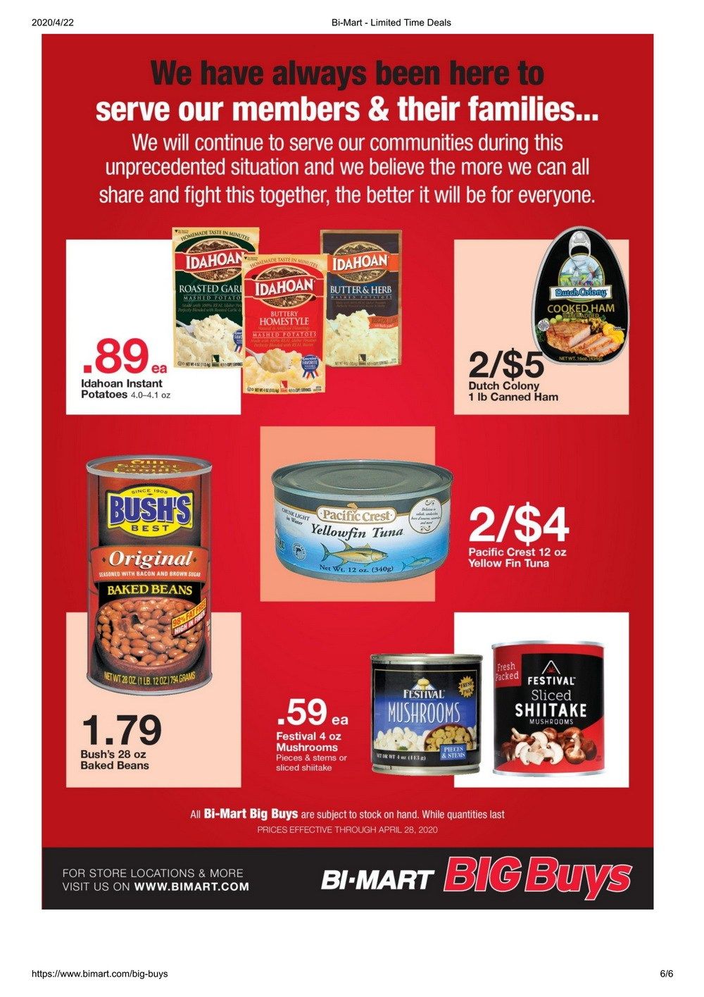 Bi-Mart Weekly Ad Apr 22 – Apr 28, 2020