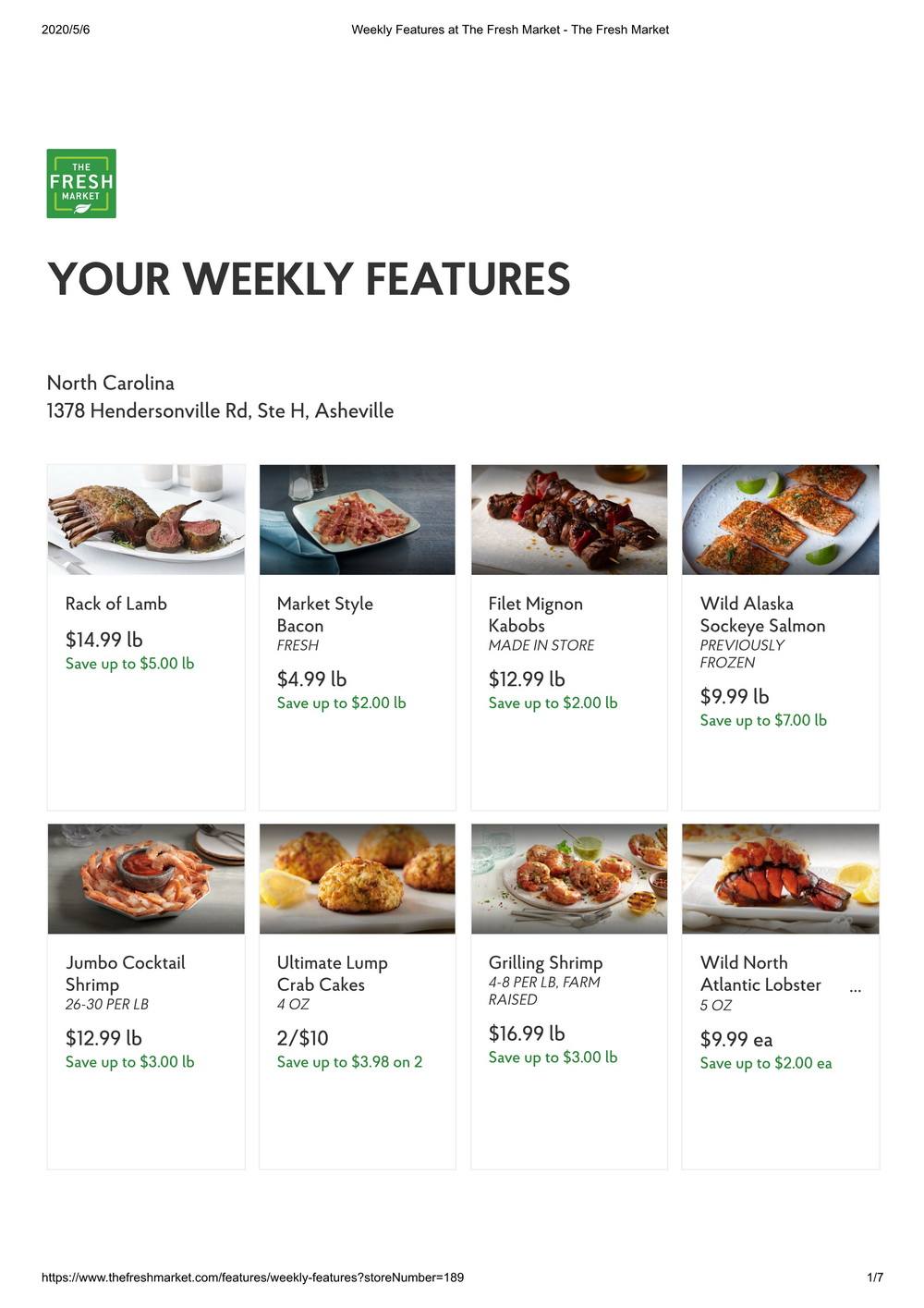 The Fresh Market Weekly Specials May 06 – May 12, 2020