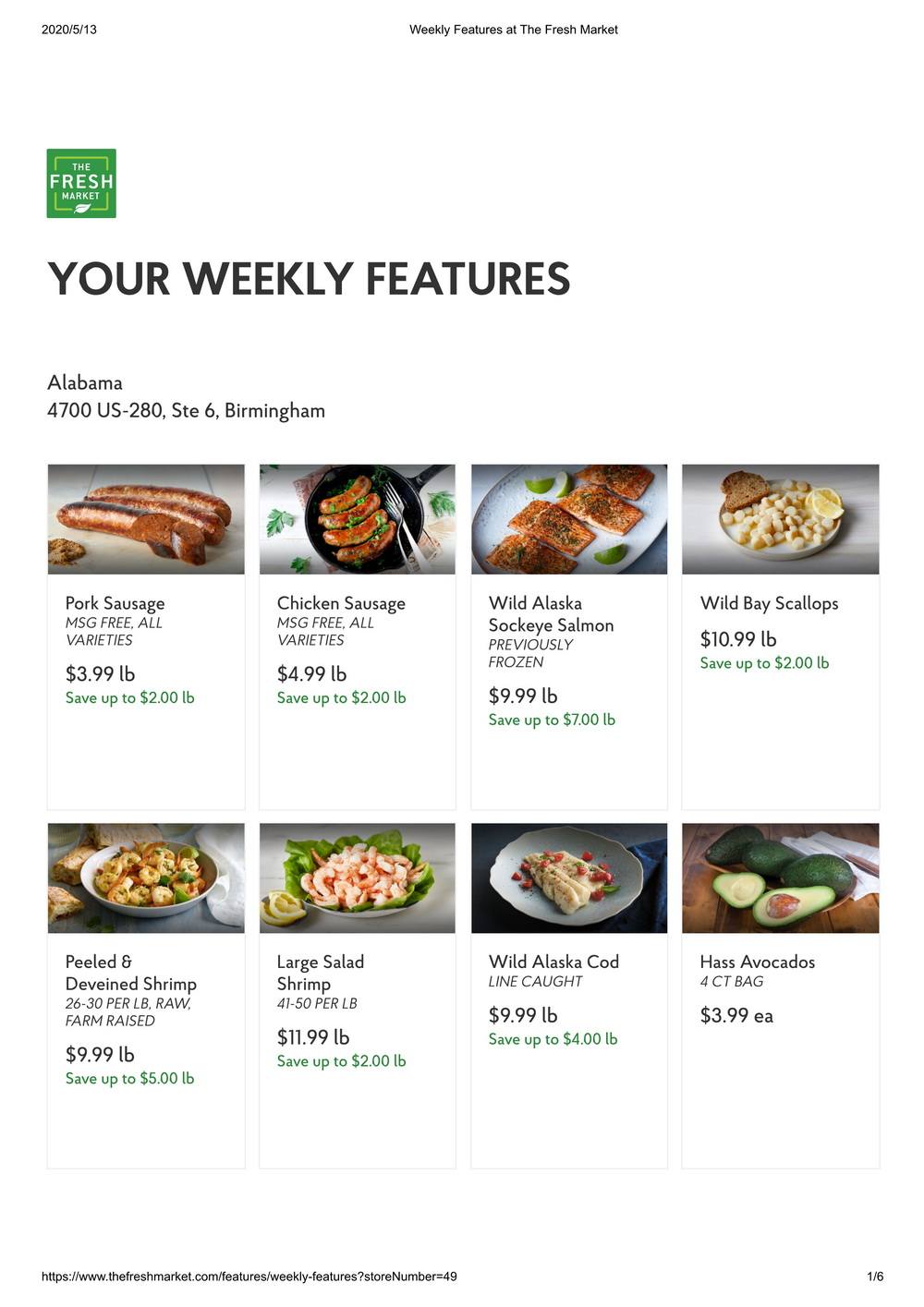 The Fresh Market Weekly Specials May 13 – May 19, 2020